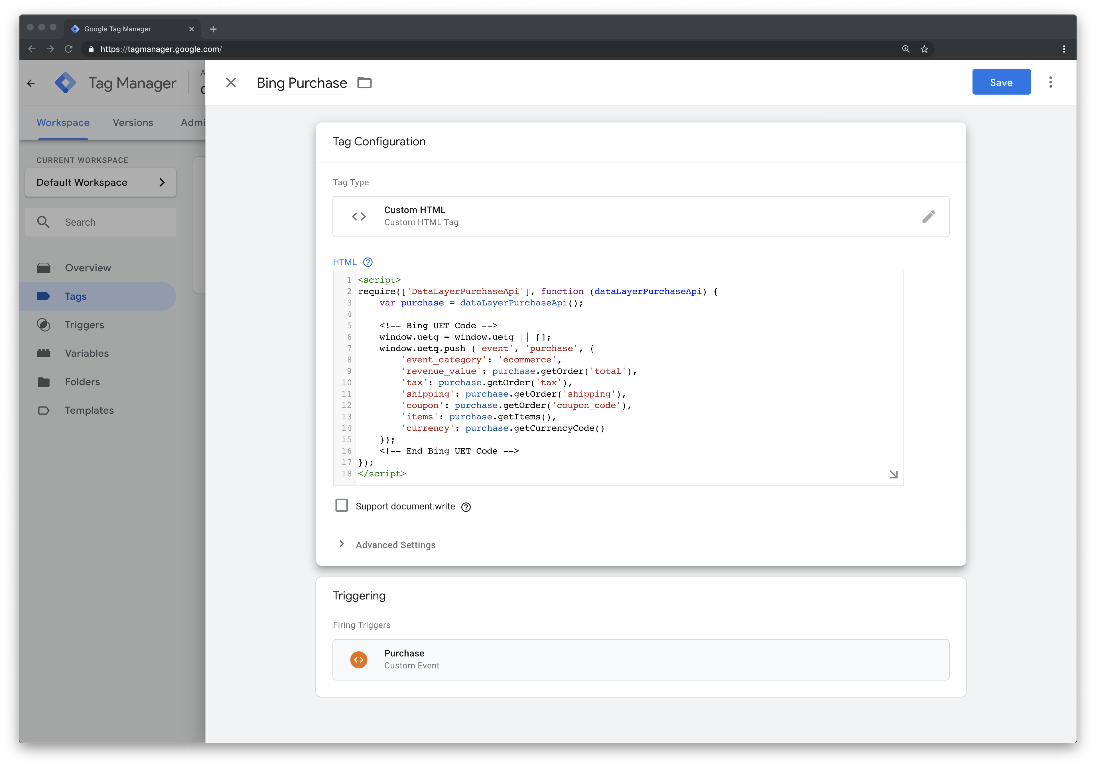DataLayer for Google Tag Manager