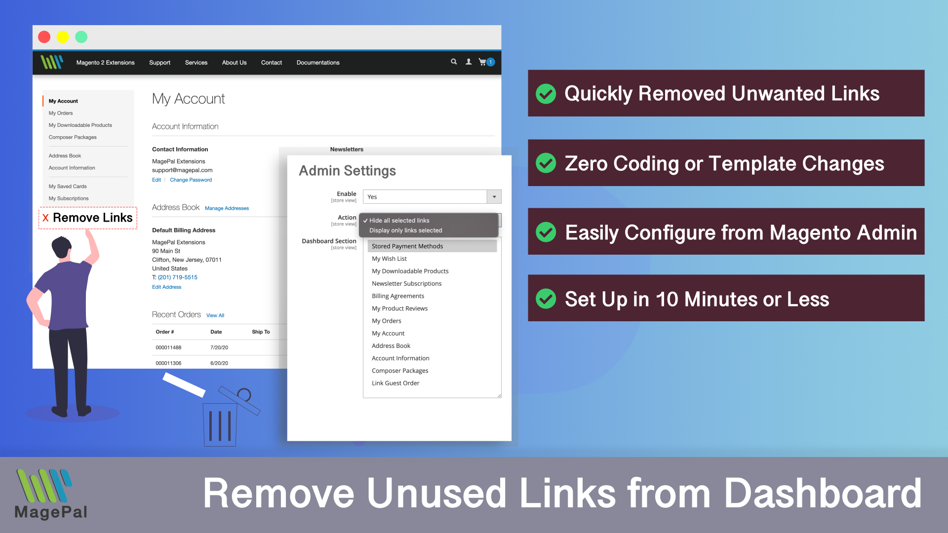 Customer Account Links Manager for Magento2 | MagePal